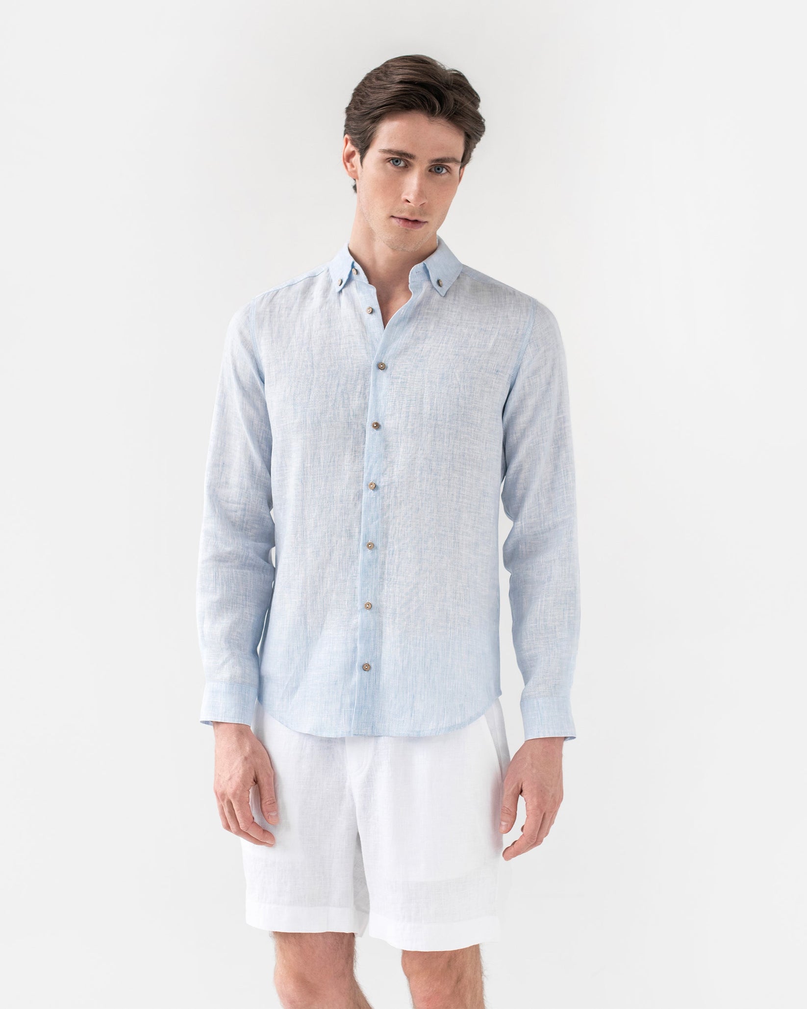 Men's linen shirt NEVADA in Pinstripe Blue | MagicLinen – MagicLinen ...